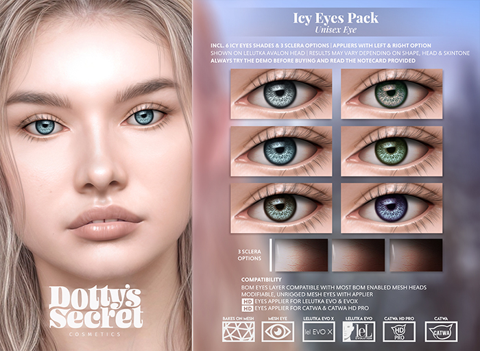 Second Life Marketplace - Dotty's Secret - Icy Eyes Pack